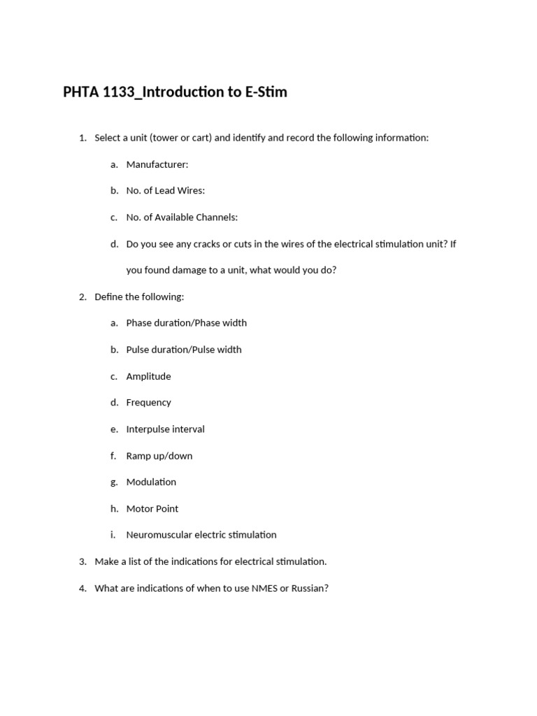 E-Stim Basics and Applications Guide | PDF