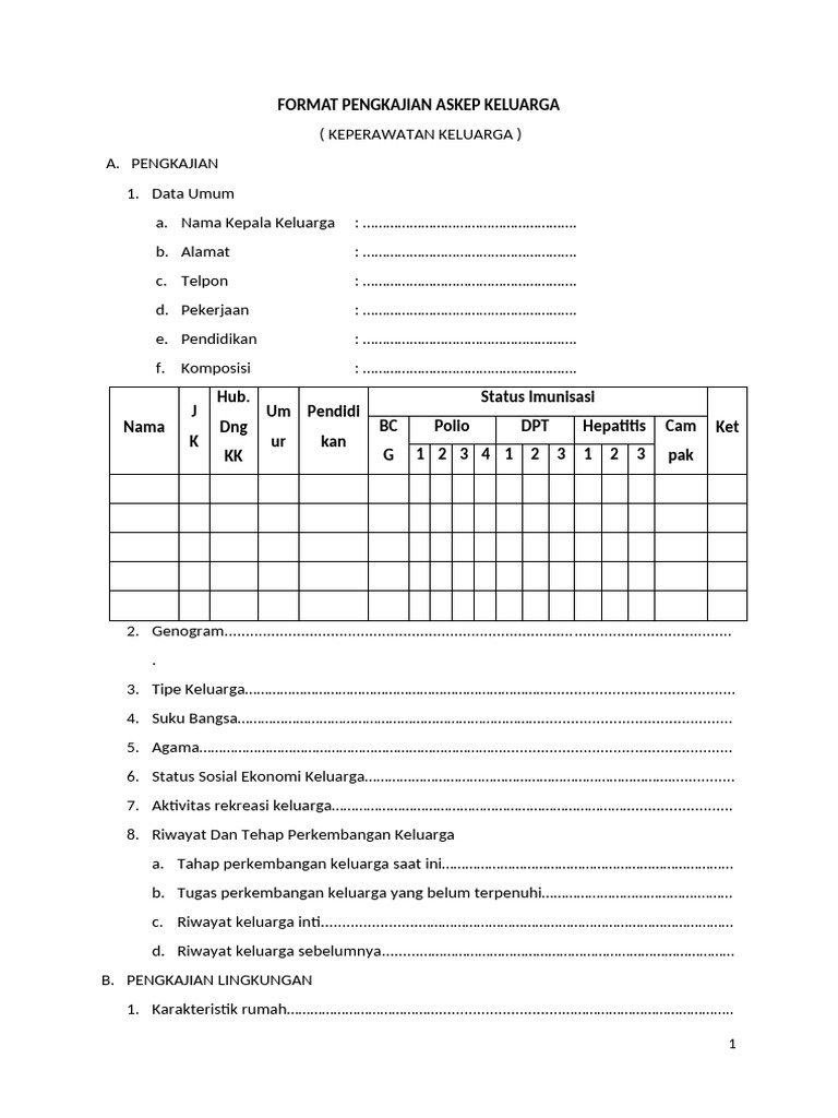 FORMAT PENGKAJIAN ASKEP KELUARGA | PDF