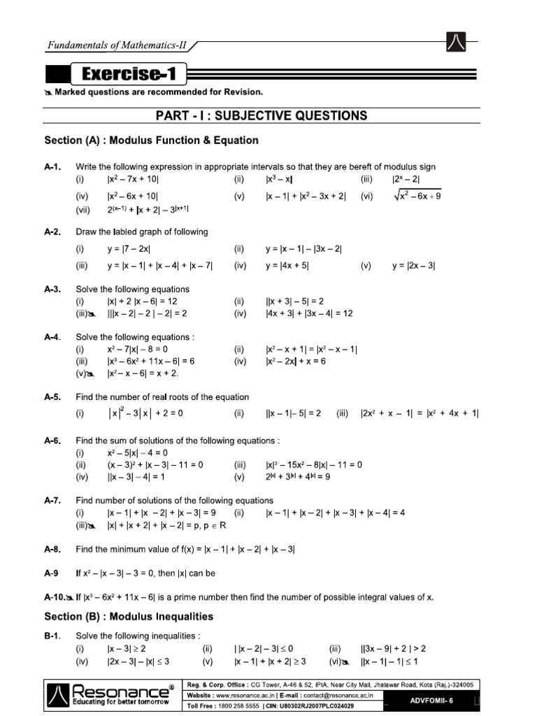 Resonance Modulus Sheets | PDF