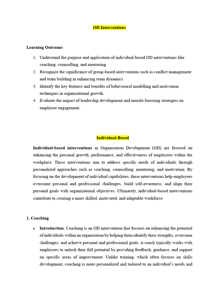 Effective OD Interventions for Growth | PDF | Team Building | Mentorship