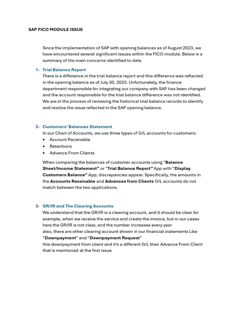Sap Fico & MM Module Issue | PDF