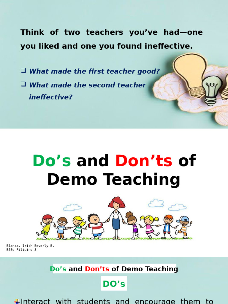 Do's and Don'Ts of Demo Teaching TTL 2 | PDF