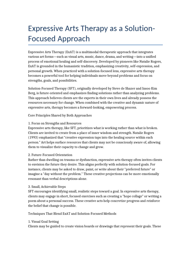 Solution-Focused Expressive Arts Therapy | PDF | Psychotherapy | Art ...