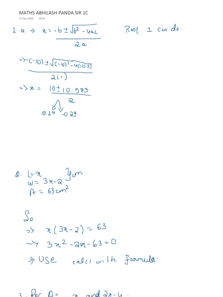 Maths Abhilash Panda Sir 1C: 17 April 2025 19:20 | PDF
