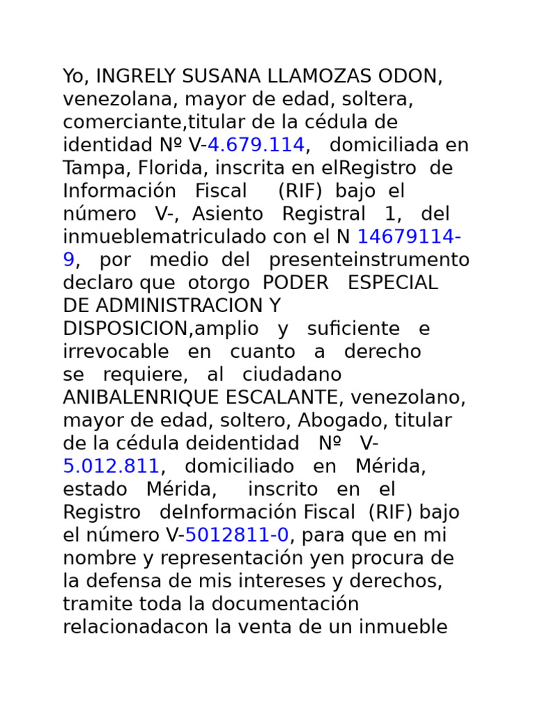 poder especial irrevocable | PDF