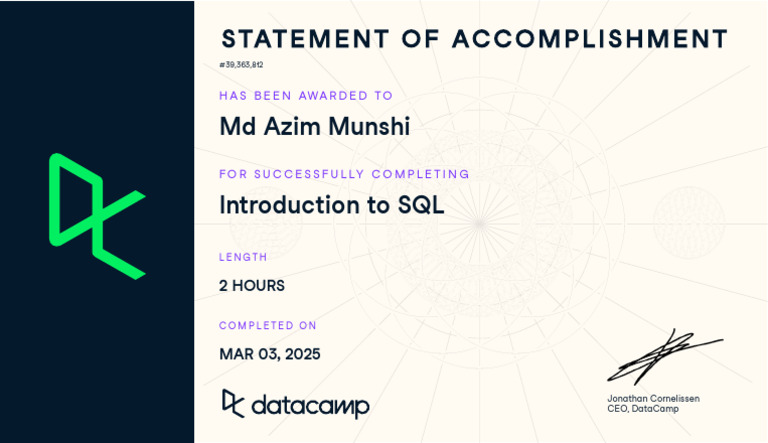Introduction to SQL by DataCamp | PDF