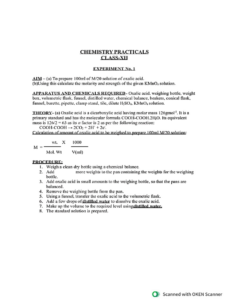 chemistry practical class 12 naina | PDF