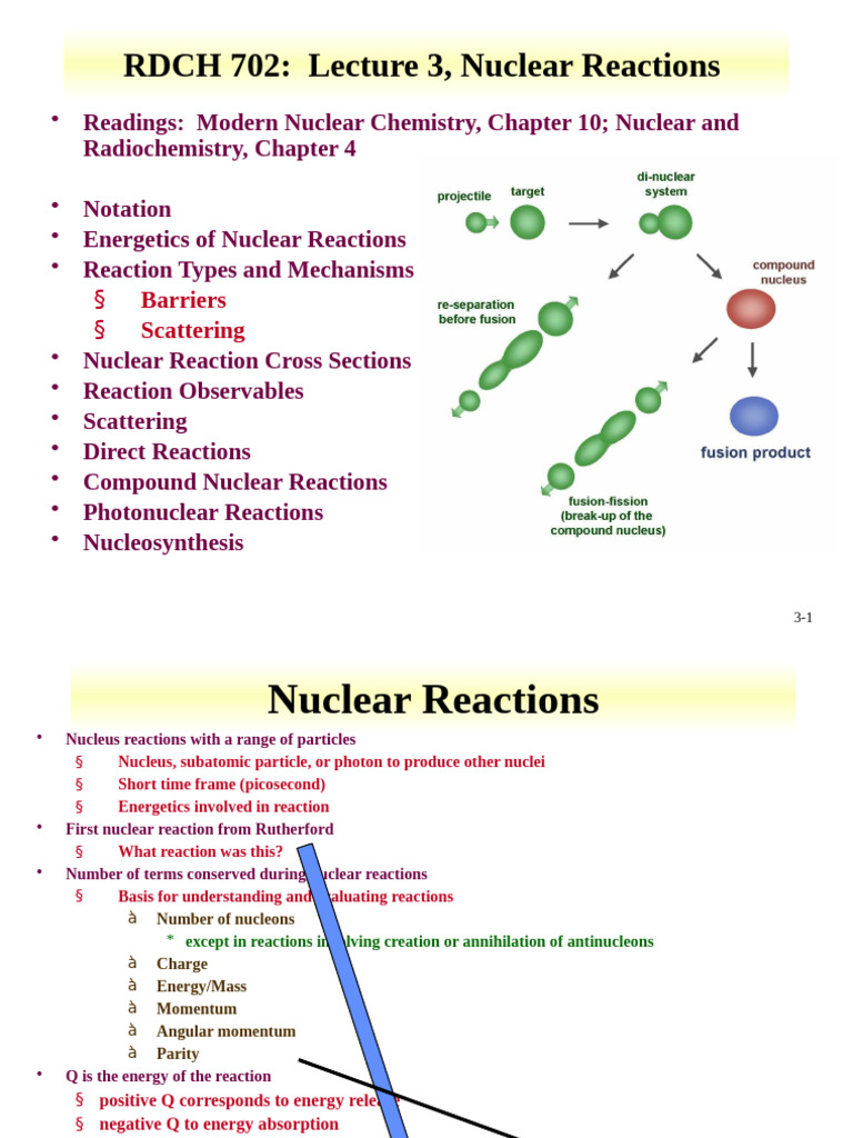 RDCH 702 Lect 3 Nuclear Reactions | PDF | Nuclear Reaction | Neutron