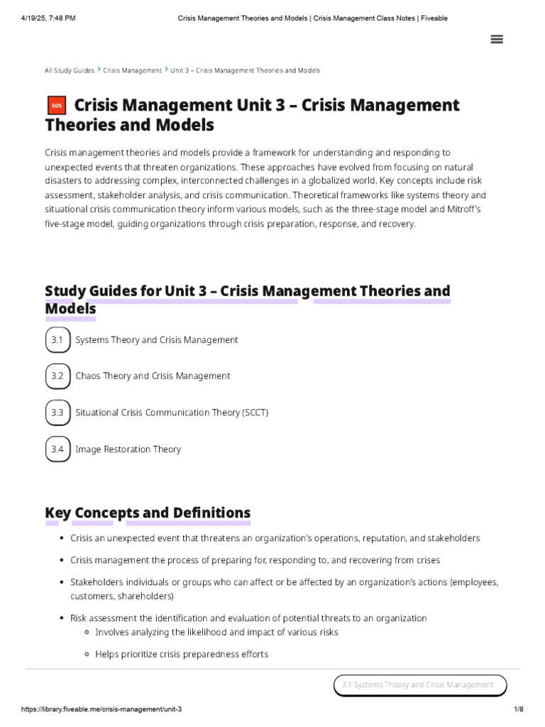 Crisis Management Theories and Models | PDF | Crisis Management ...