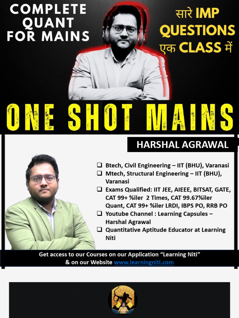 One Shot Mains Quant 8.4.24 Harshal Sir Learning Capsules | PDF