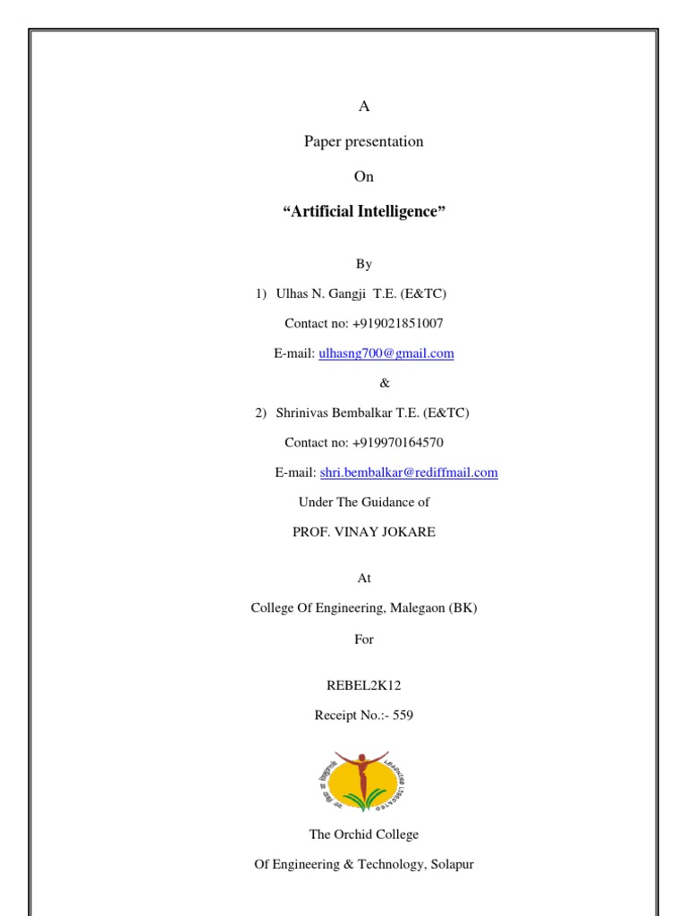 Paper On Artificial Intelligence | PDF | Artificial Intelligence ...