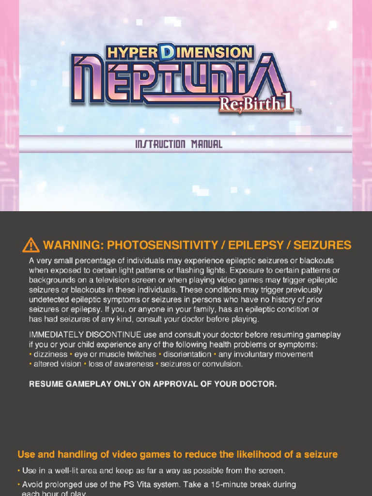 Hyperdimension Neptunia - ReBirth 1 - Manual - PSV | PDF