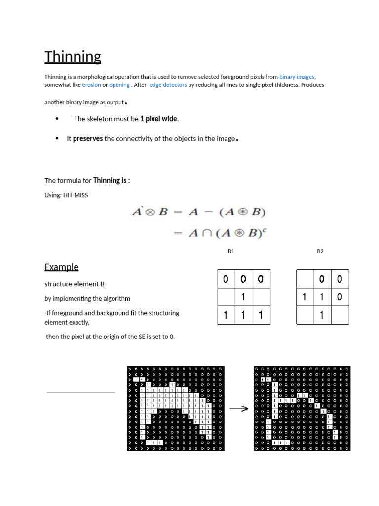 Thinning and Thickening in Image Processing | PDF