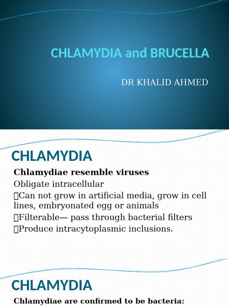 Chlamydia and Brucella Class Ppt | PDF | Medical Specialties | Microbiology