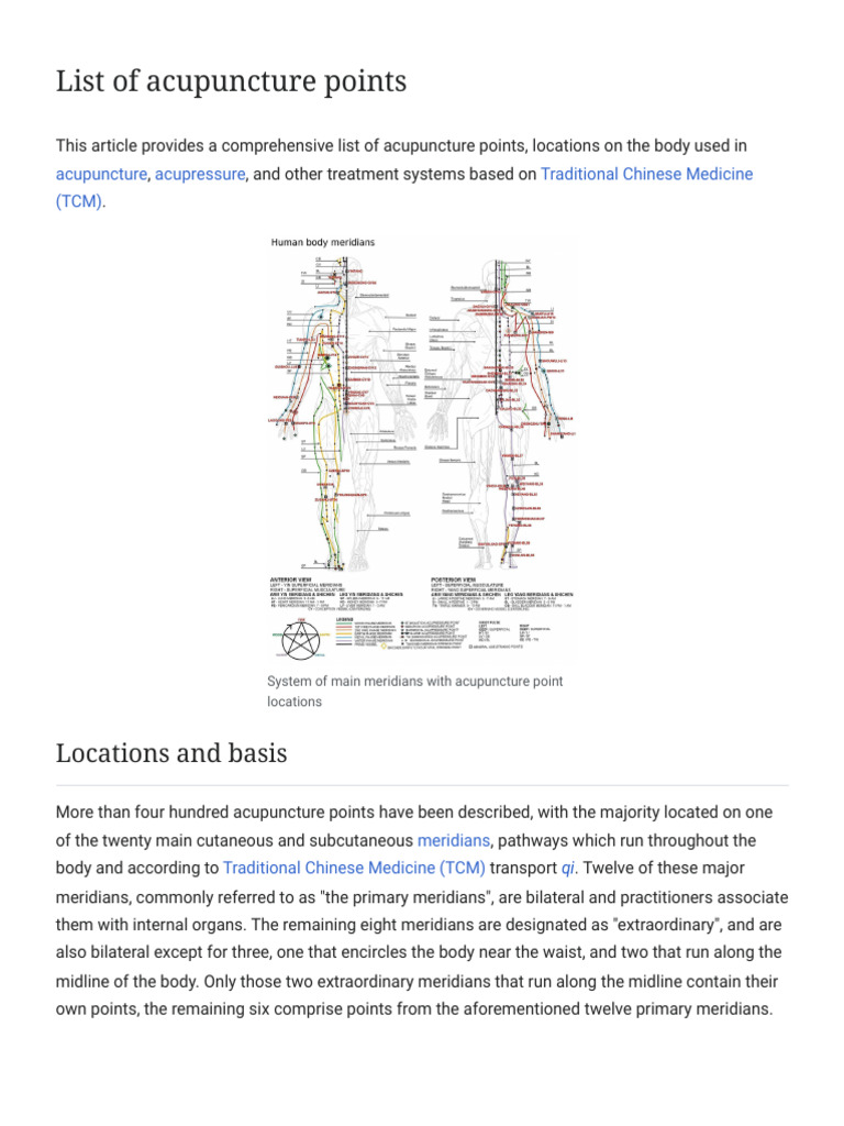 List of Acupuncture Points - Wikipedia | PDF | Meridian (Chinese ...
