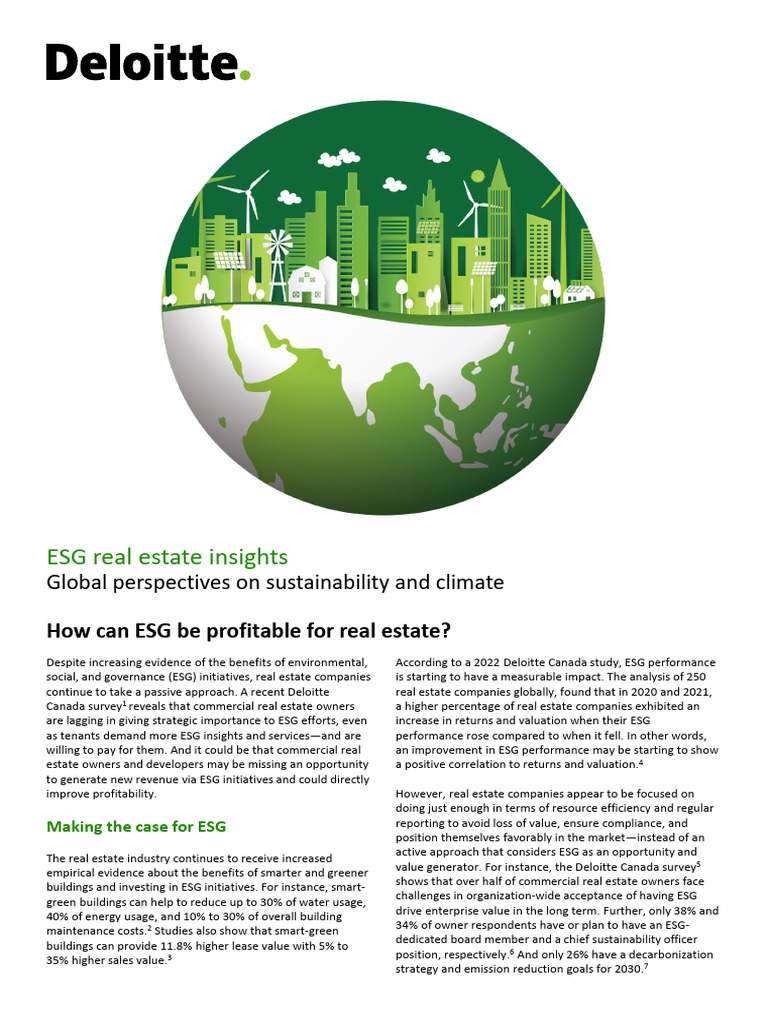 Deloitte ESG Real Estate Insights How Can ESG Be Profitable For RE ...