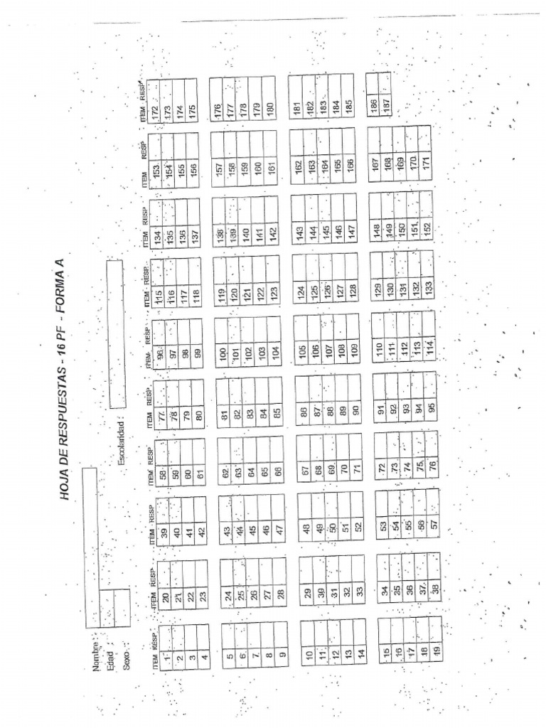 HOJA DE RESPUESTA 16PF | PDF