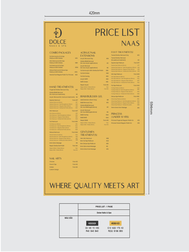Dolce Nails & Spa Price List | PDF | Nail (Anatomy) | Integumentary System