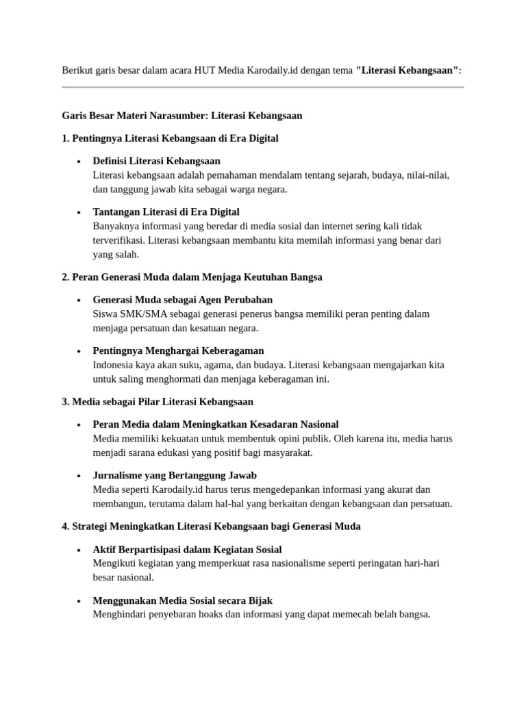 Materi Literasi Kebangsaan | PDF