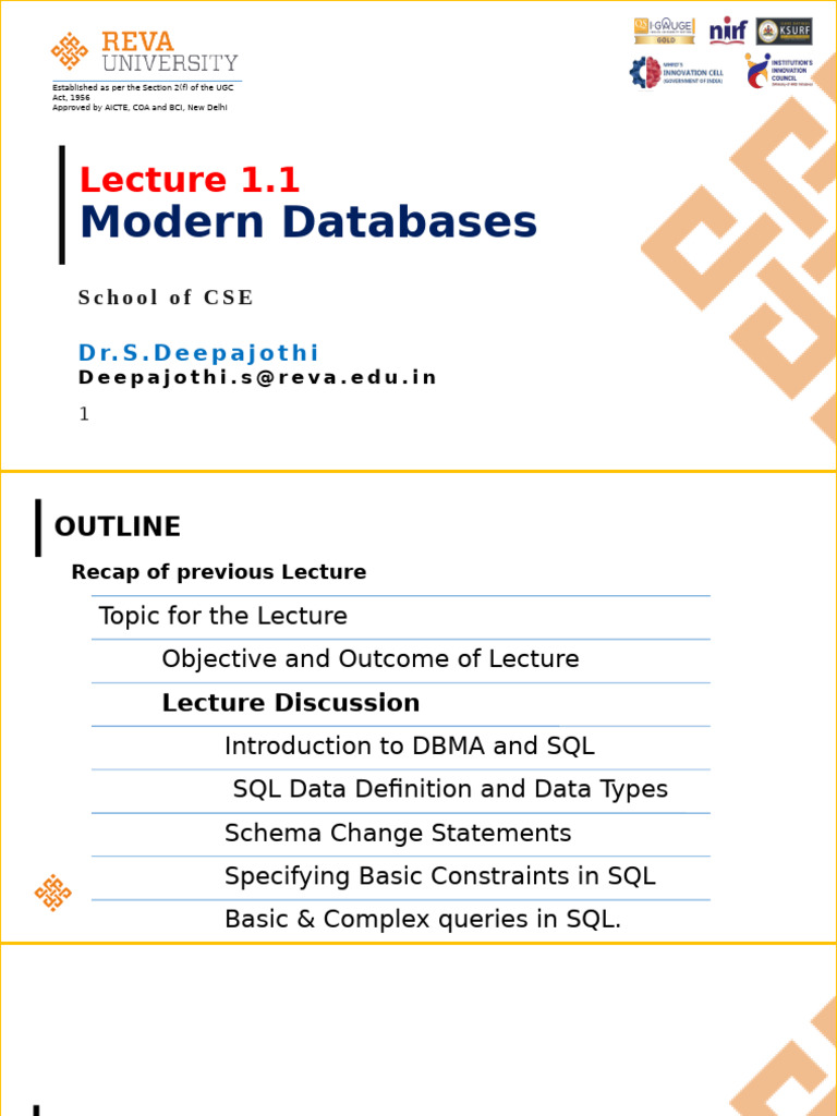 Mdb Unit 123-09-22 Updated Ppt 1 | PDF | Relational Database | Databases