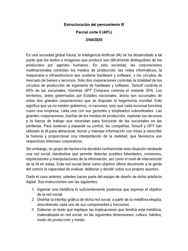 Parcial 2 | PDF | Inteligencia artificial | Inteligencia (IA) y semántica