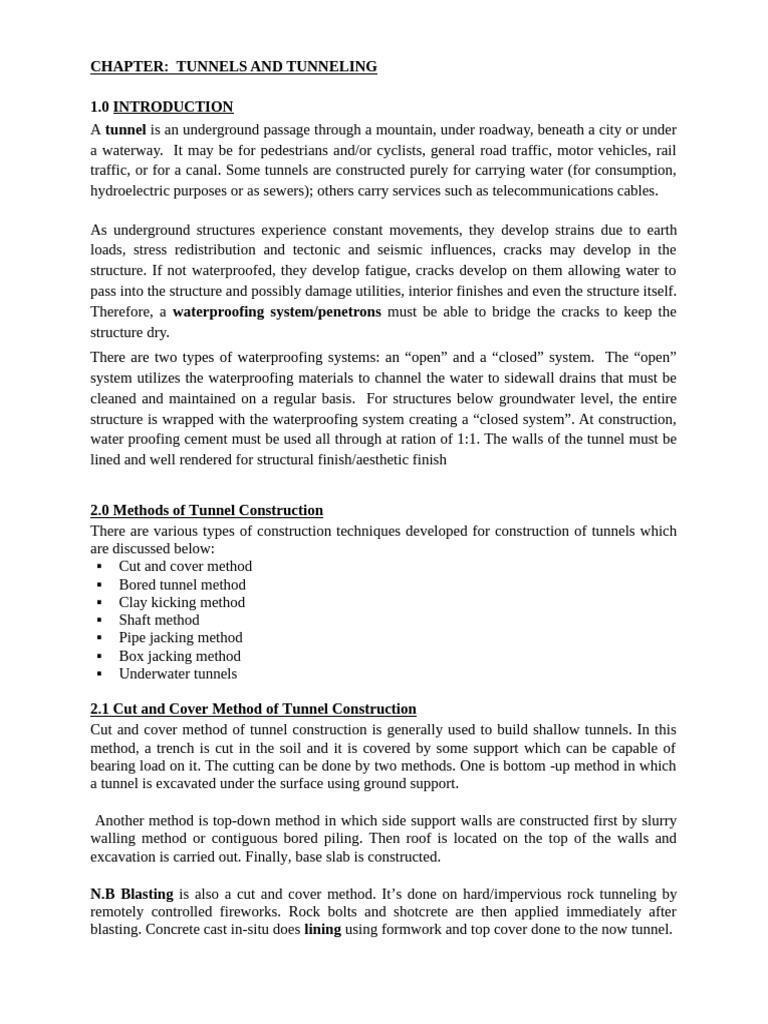 Tunnels and Tunneling-1 | PDF | Tunnel | Materials