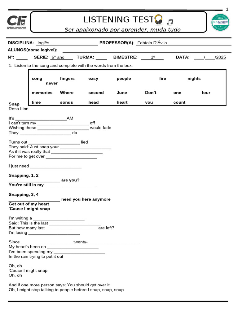 Listening Test 6 Ano Pdf