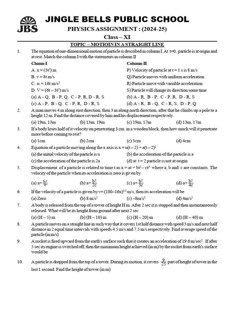 One-Dimensional Motion Problems | PDF | Acceleration | Velocity