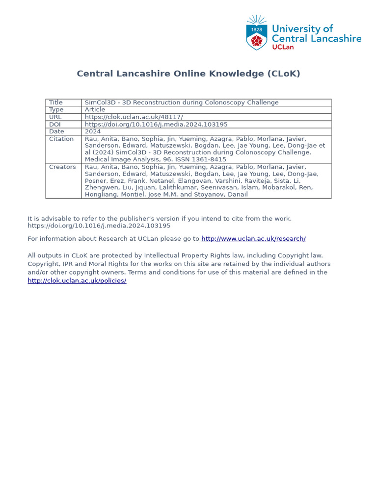 SimCol Challenge Paper R1 | PDF | Colorectal Cancer | Colonoscopy