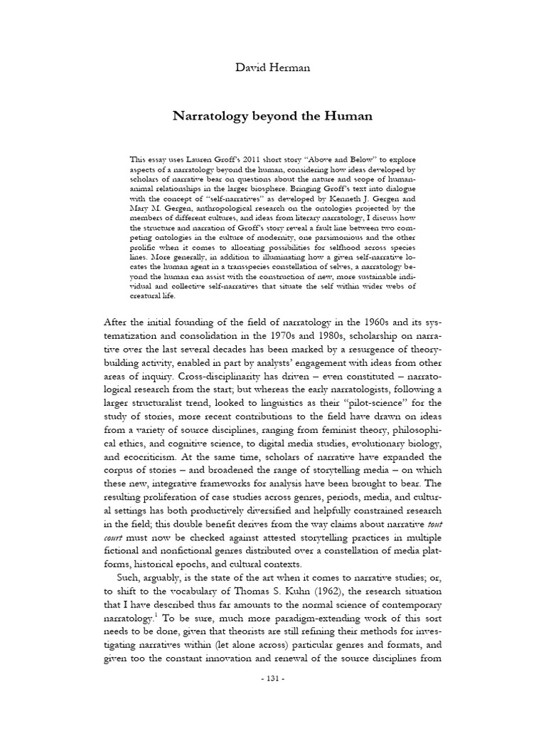 David Herman - View of Narratology Beyond The Human | PDF | Narrative ...