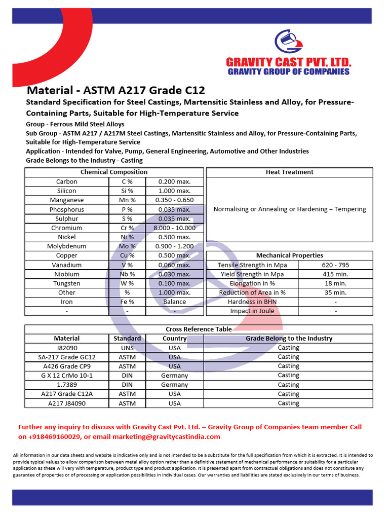 Astm A217 Grade c12 | PDF | Steel | Alloy