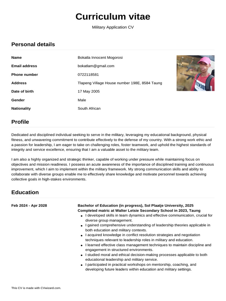 CV Bokatla Innocent Mogorosi 15_03_2025 10_17_24 | PDF | Leadership | Cognition