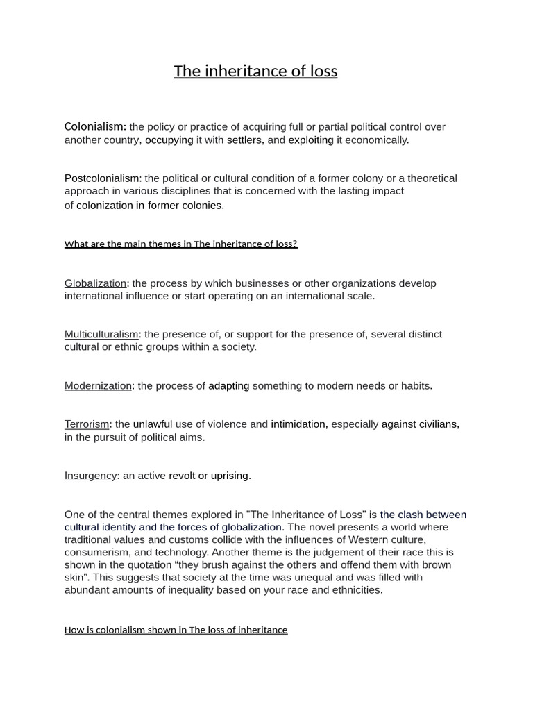 The Inheritance of Loss | PDF | Race (Human Categorization) | Colonialism