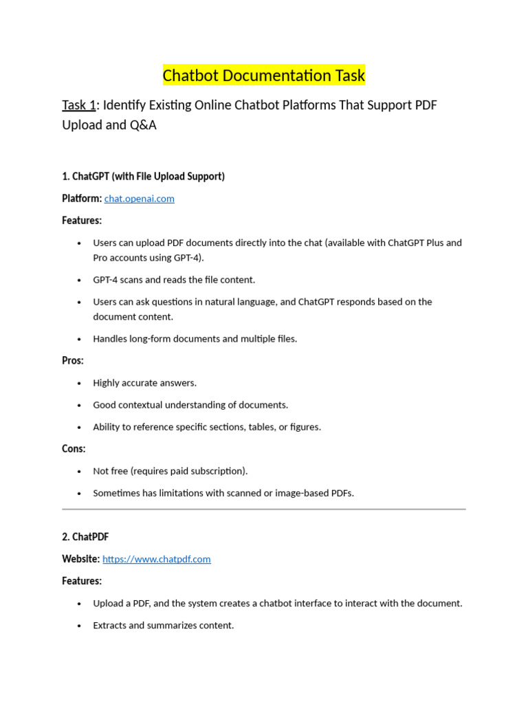 Chatbot Documentation Task | PDF | Databases | Computing