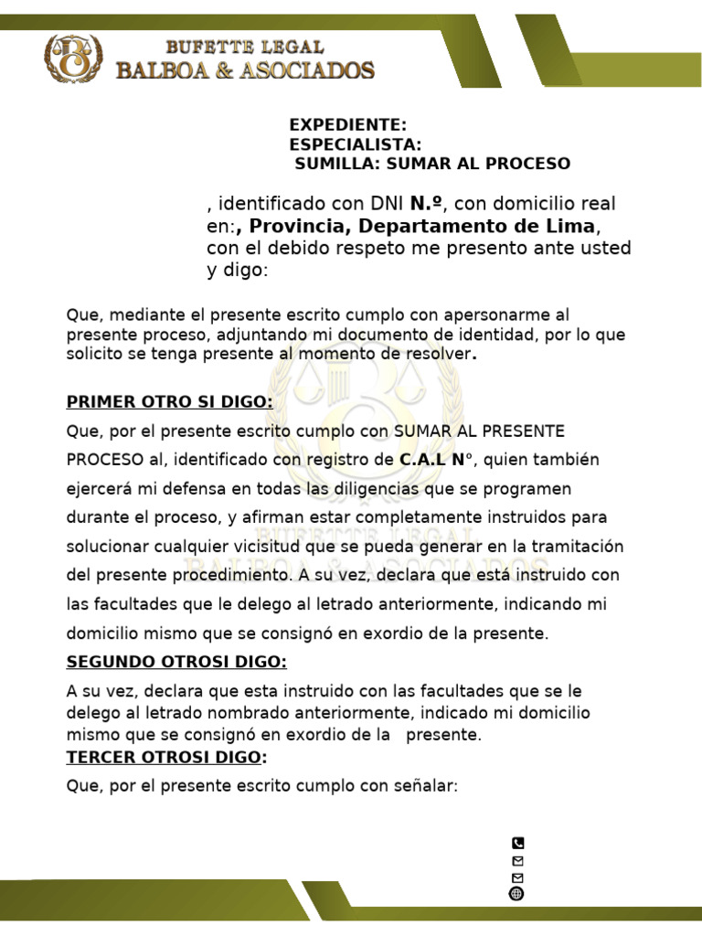 Solicitud de Apersonamiento y Sumar al Proceso | PDF