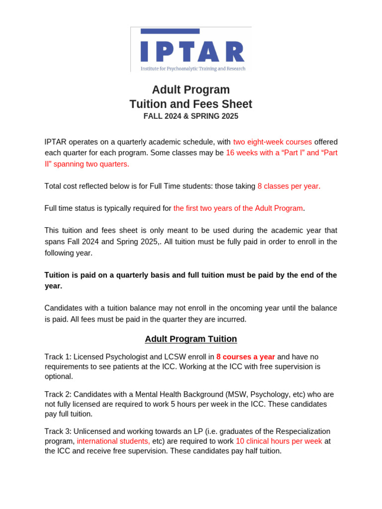 Adult-Program-Tuition-and-Fees-2024-2025 | PDF | Tuition Payments ...