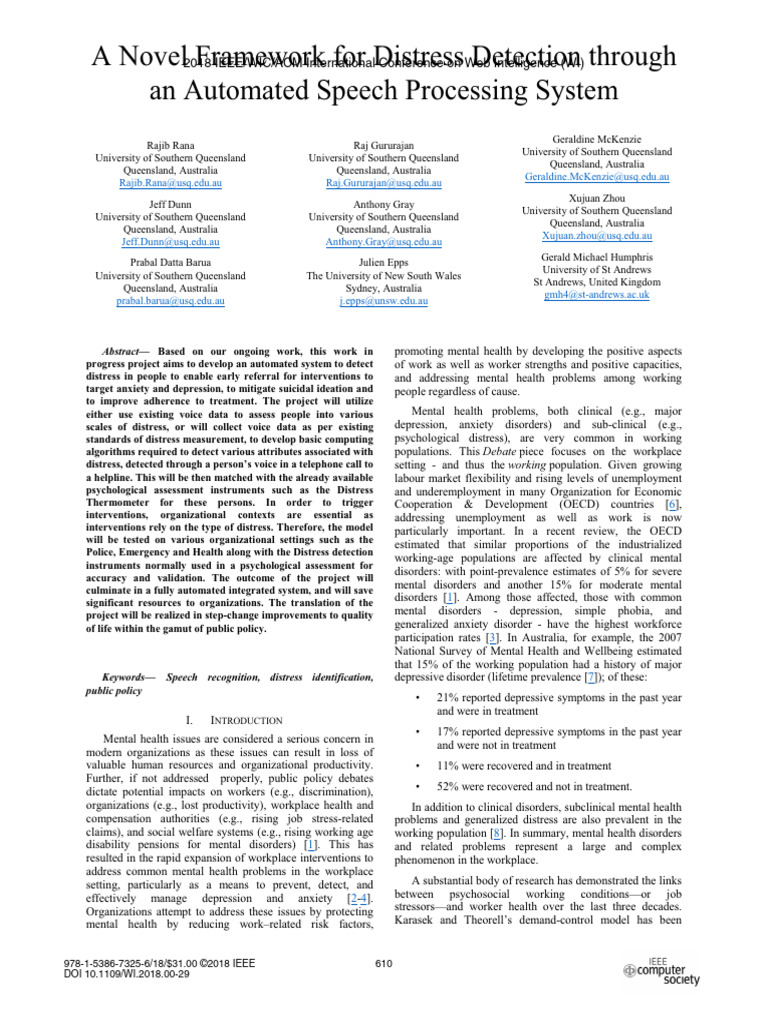 A Novel Framework for Distress Detection Through an Automated Speech ...