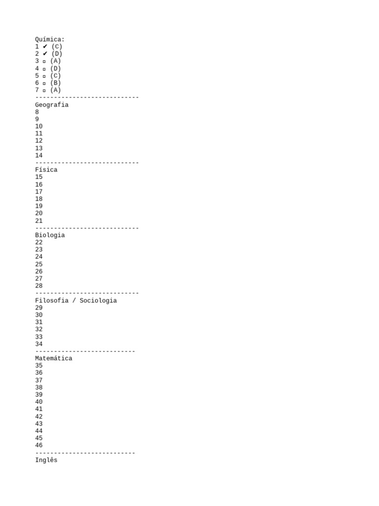 Gabarito Prova Da Unicamp | PDF