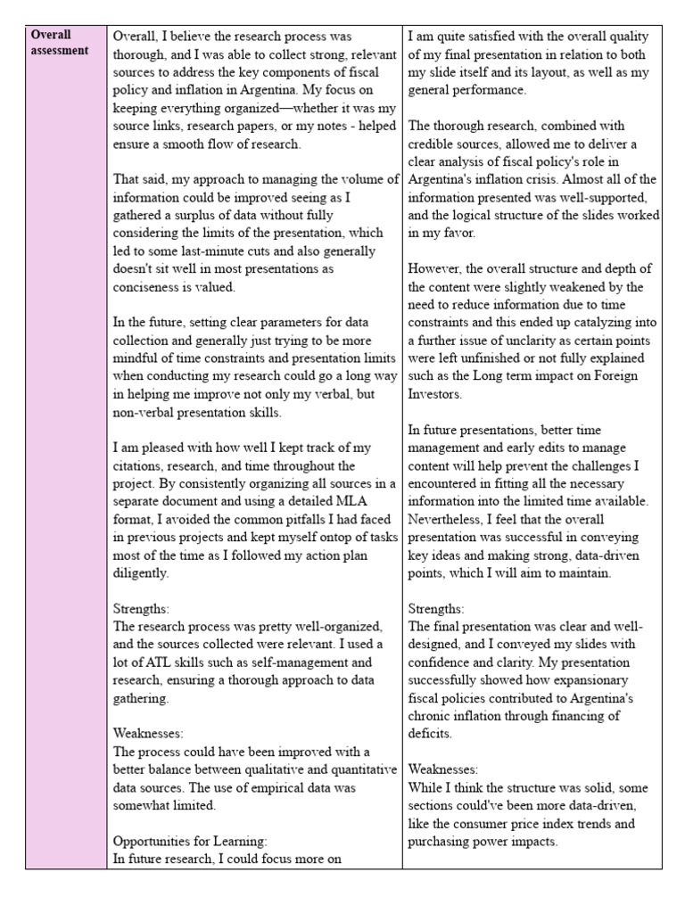 Overall - Assessment - Evaluation (After Presenting | PDF | Risk ...