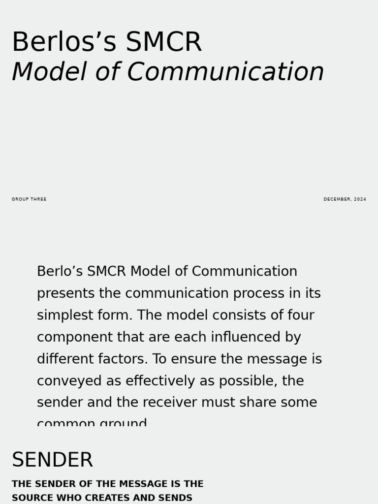 SMCR Model of Communication | PDF | Communication | Human Communication
