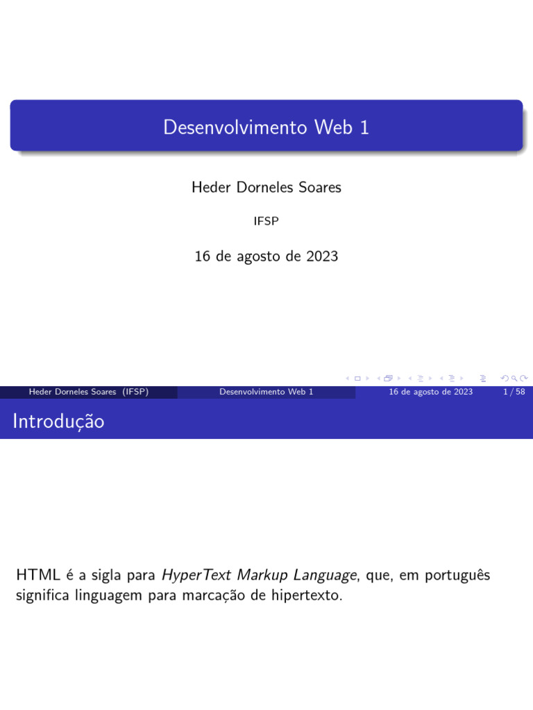 Introdução ao HTML para Desenvolvimento Web | PDF | Html | Elemento HTML