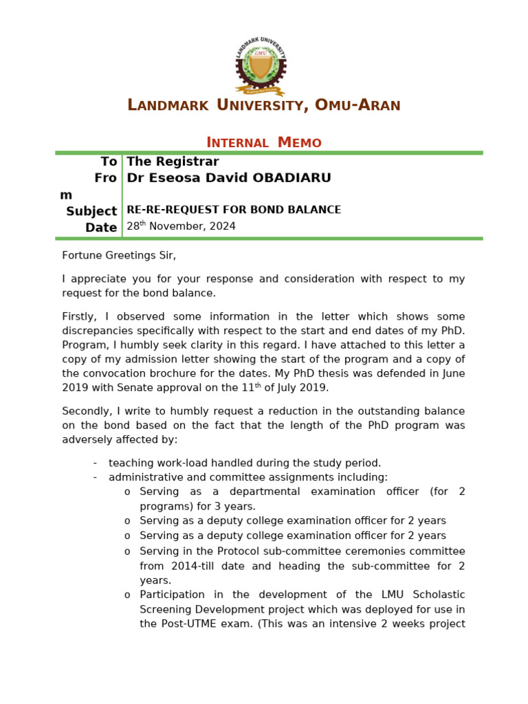 Re Re Request For Bond Balance Memo Edt | PDF