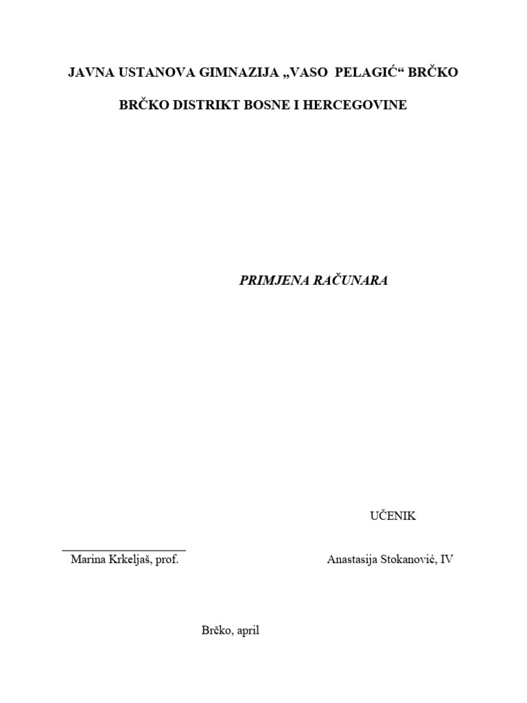 Primjer Maturskog Rada | PDF