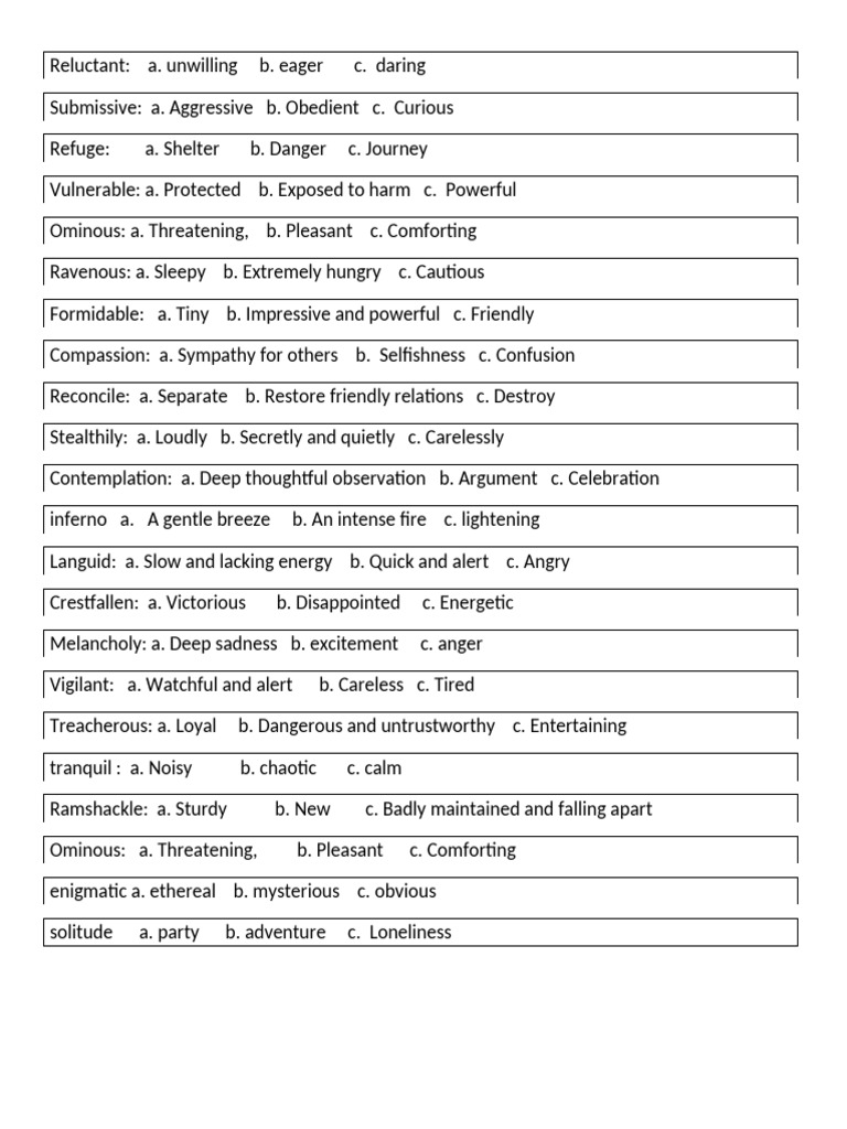 Kensuke's Kingdom Vocabulary Test | PDF