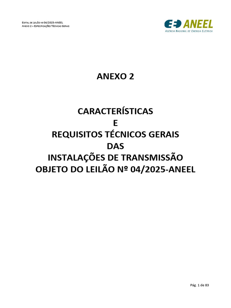 Anexo 2 Anexo Geral Leilao 04 2025 Abertura CP Final | PDF | Transmissão de energia elétrica ...