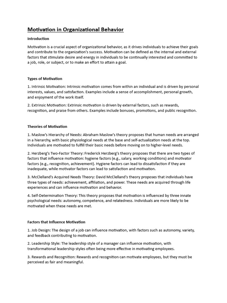 Motivation in Organizational Behavior | PDF | Motivational | Motivation
