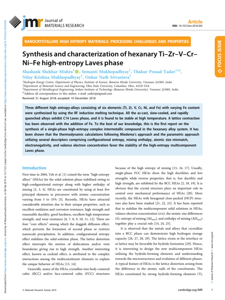10 1557@jmr 2018 502 | PDF | Materials | Physical Sciences