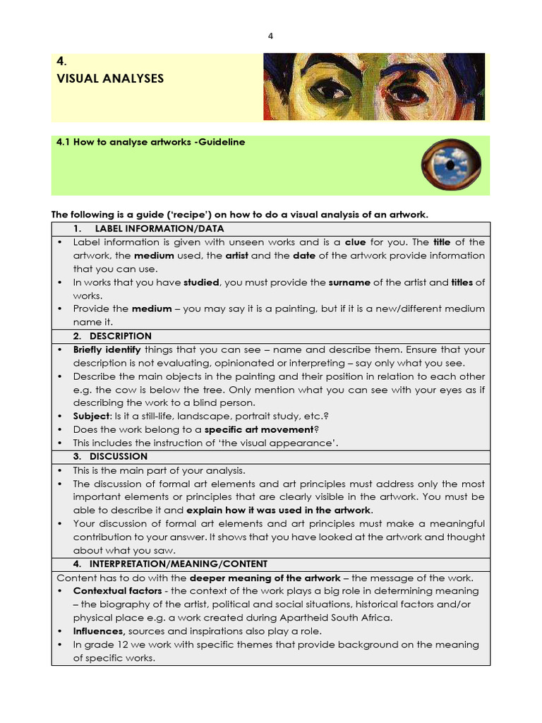 Visual Analysis Guide for Artworks | PDF | Realism (Arts) | Composition ...