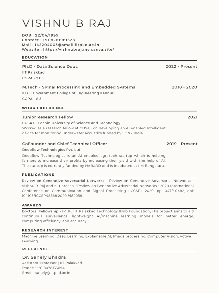 VishnuBRaj CV | PDF