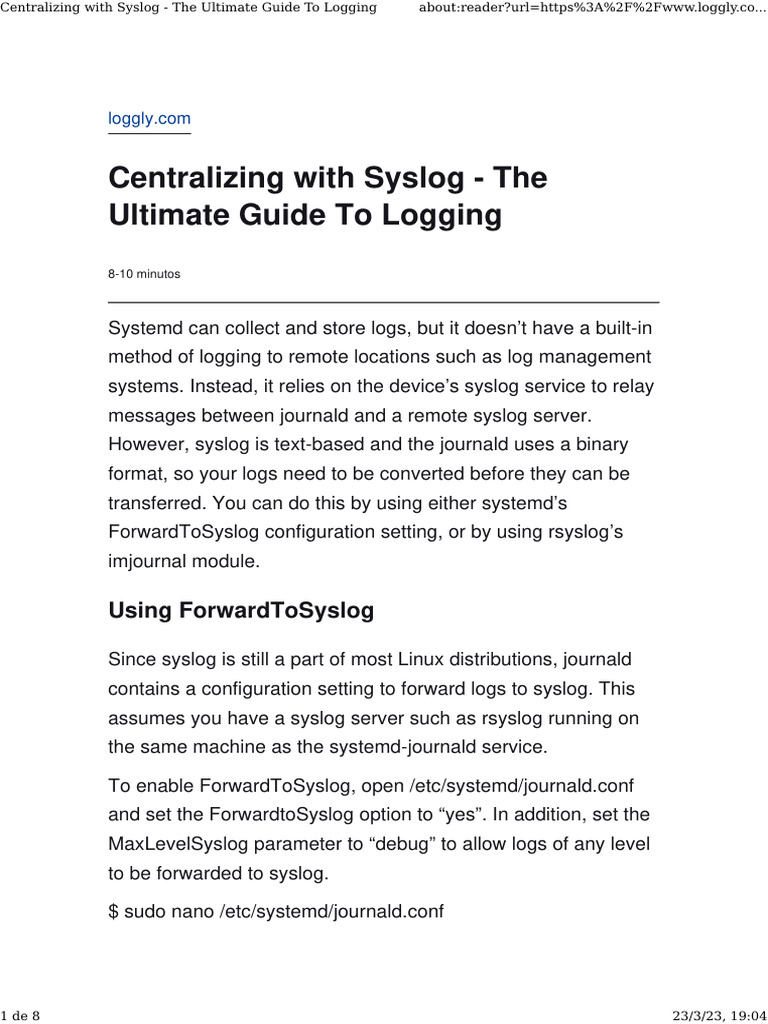 Centralizing With Syslog - The Ultimate Guide to Logging | PDF | Information Technology ...